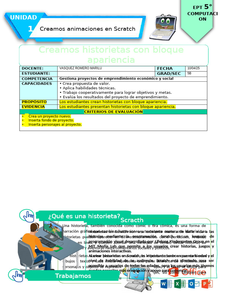 FICHA DE ACTIVIDAD EPT 5°-SEMANA 5 | PDF | Cómics | Scratch (lenguaje de programación)