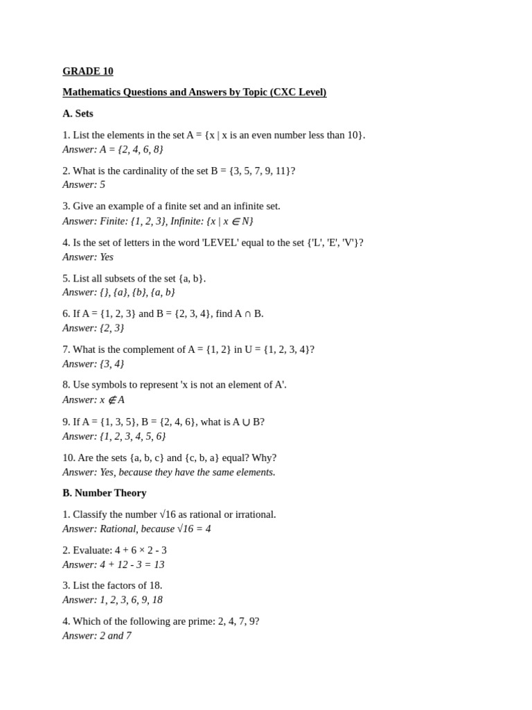 grade 10-11 mathematics quiz competition | PDF | Area | Trigonometric ...