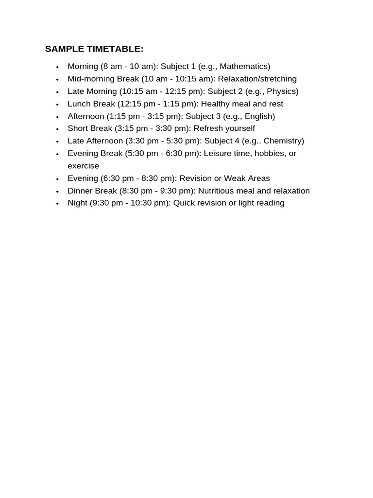 Sample Timetable | PDF