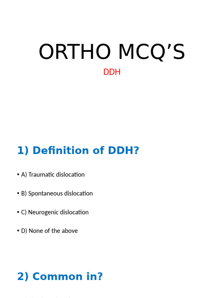 DDH ORTHO MCQ'S DDH 2 | PDF