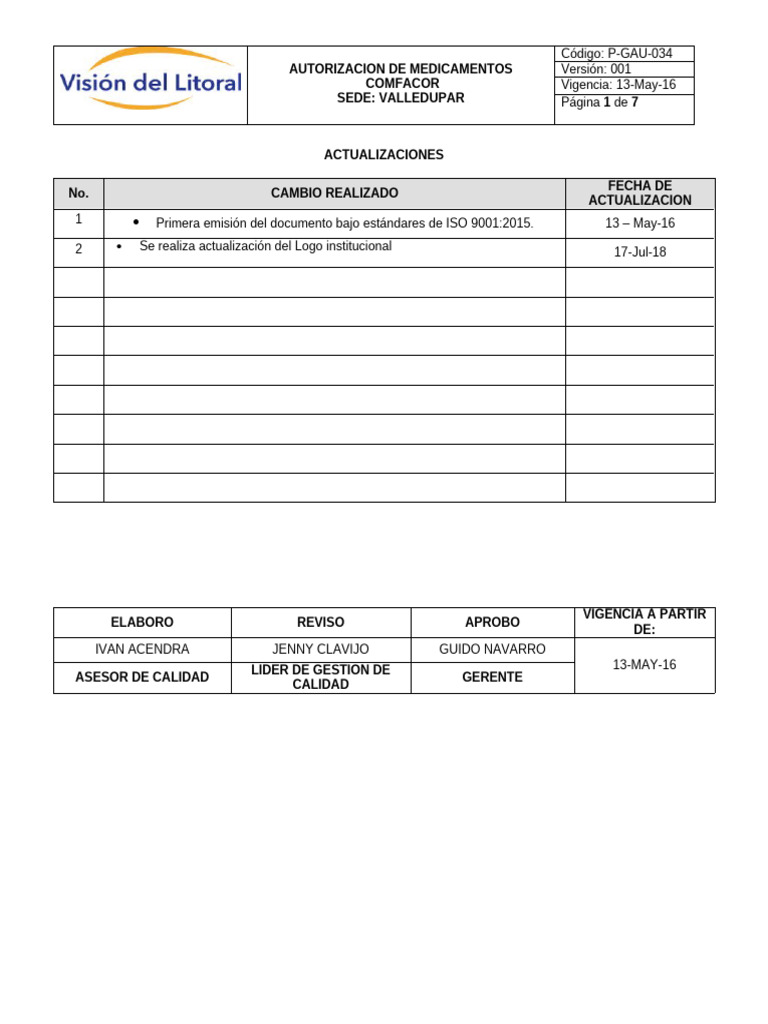 VDL-SV-P-GAU-034-V2-AUTORIZACION MEDICAMENTOS COMFACOR VP. | PDF | Medicamentos con receta