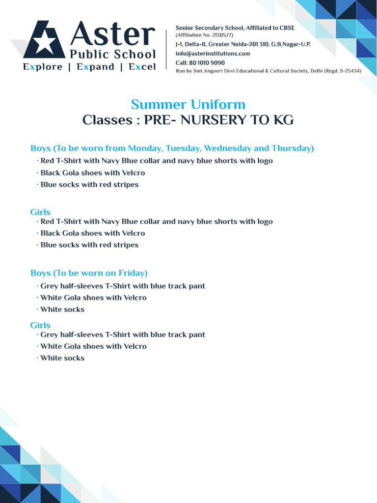 GN - Uniform Guideline For Students 2025-26 | PDF | Sock | Sweater