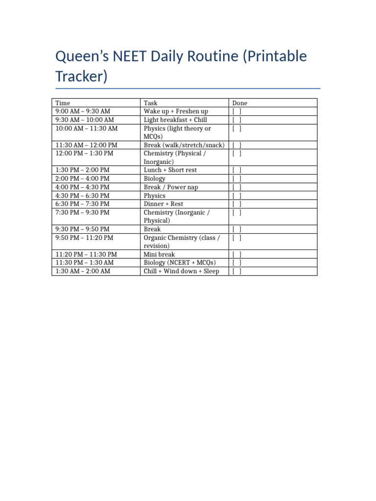 Queen_NEET_Study_Tracker | PDF