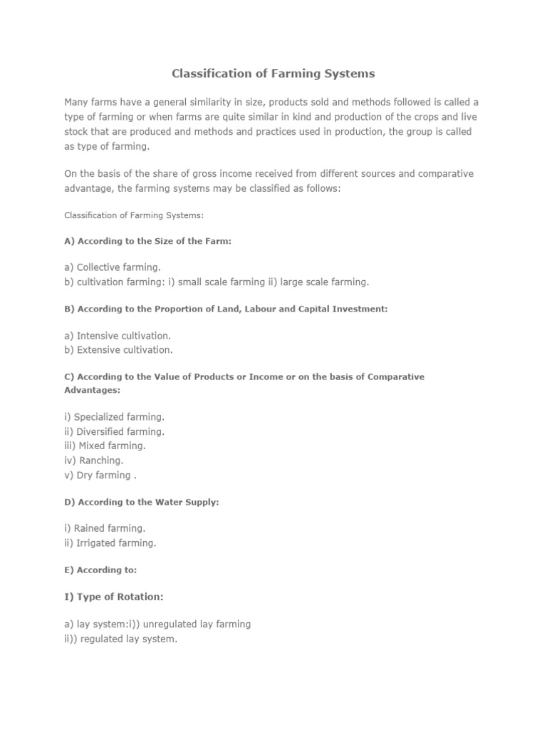 Classification of Farming Systems | PDF | Agriculture | Farms