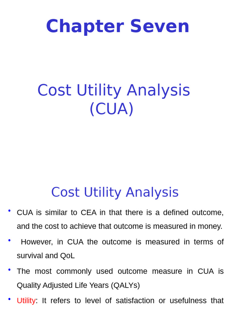 Chapter VII Cost Utility Analysis | PDF | Social Programs | Health Sciences