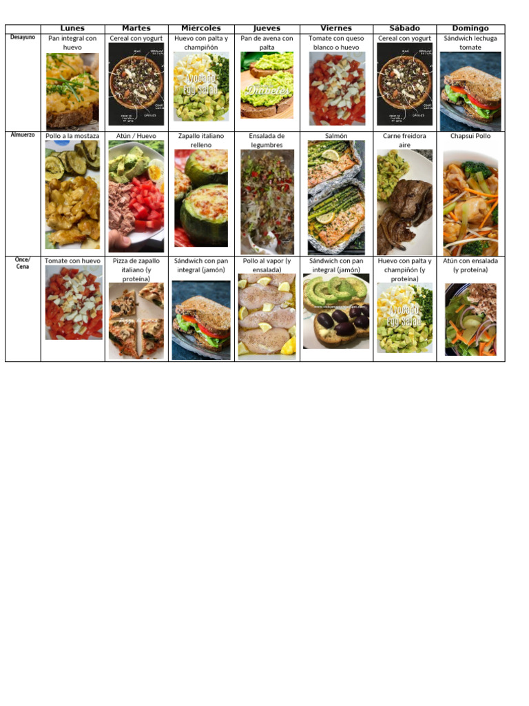 Menu Semanal 2022 | PDF