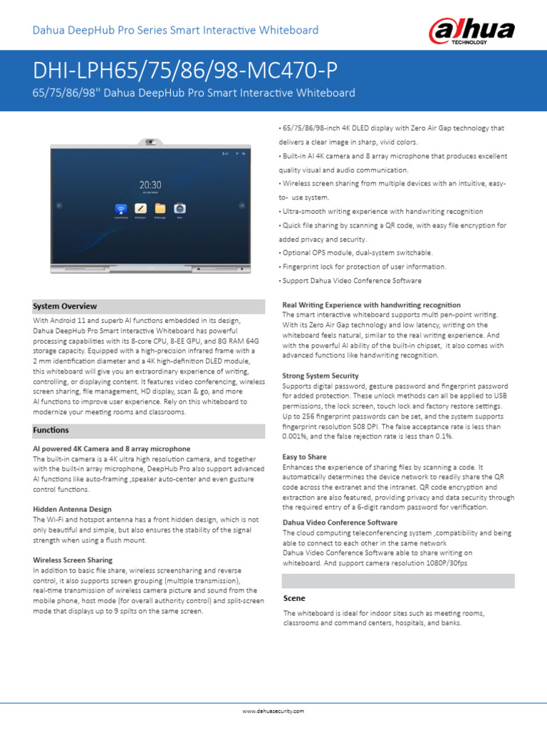 Dahua DeepHub Pro Whiteboard Overview | PDF | Display Resolution ...