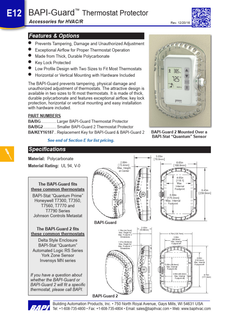 BAPI - Thermostat Guard | PDF