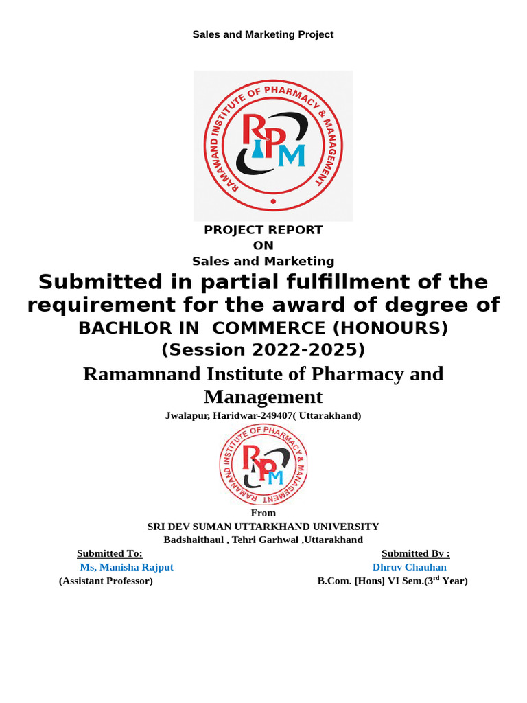 Sales_and_Marketing_Project_by_Dhruv_Chauhan_Final_With_New_Logo | PDF | Marketing | Consumer ...