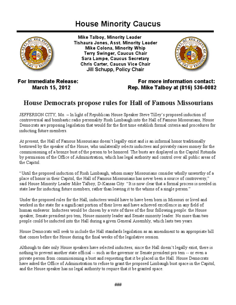 3-15 Hall of Famous Missourians | PDF | Speaker Of The United States ...