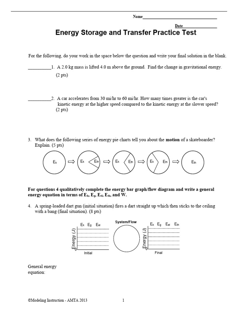 Energy Transfer Practice Test | PDF | Metrology | Physical Quantities