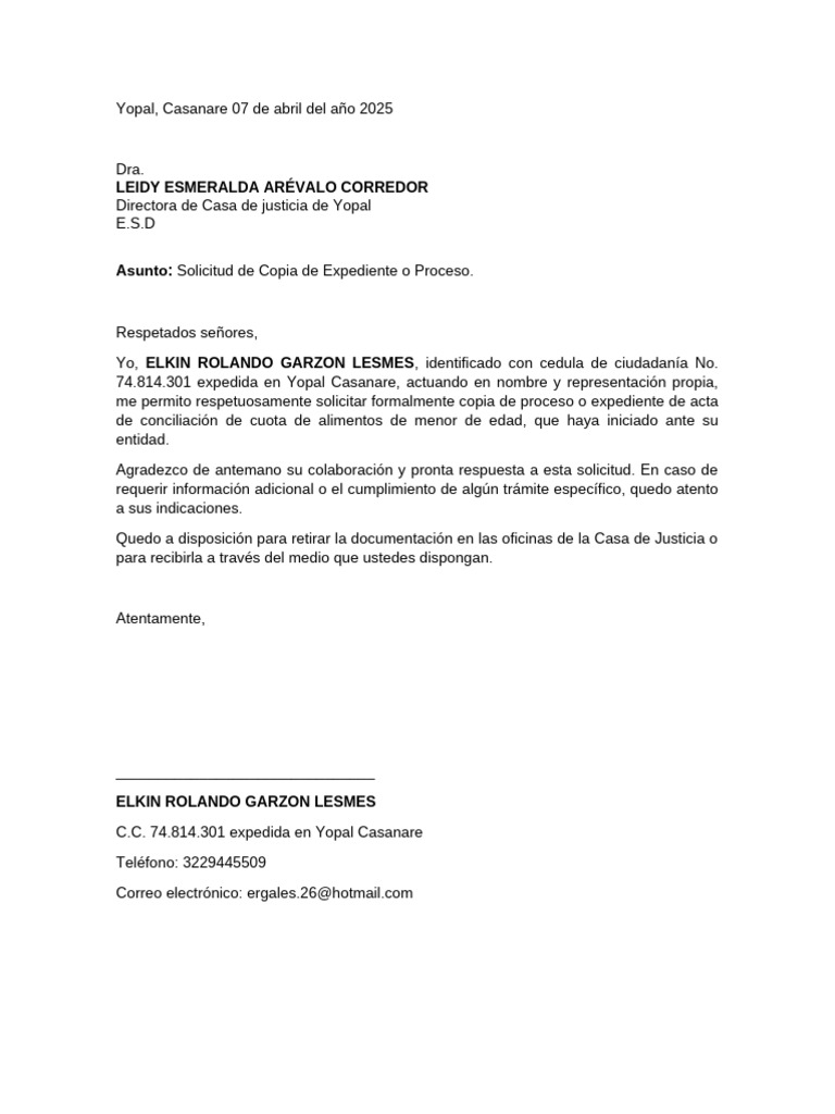 Oficio para Solicitar Expediente | PDF