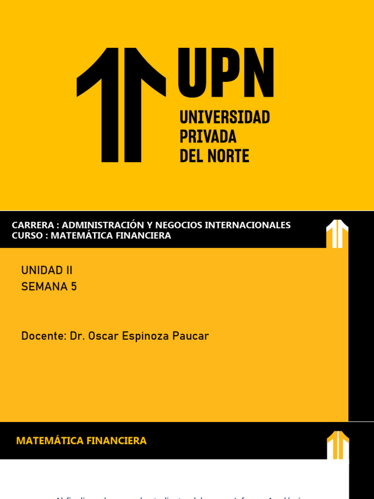Unidad 2 - Semana 5 - Matemática Financiera | PDF | Interés | Economias