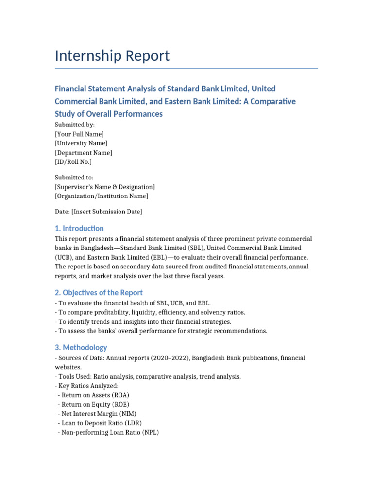 Internship Report Bank Analysis | PDF | Banks | Economies
