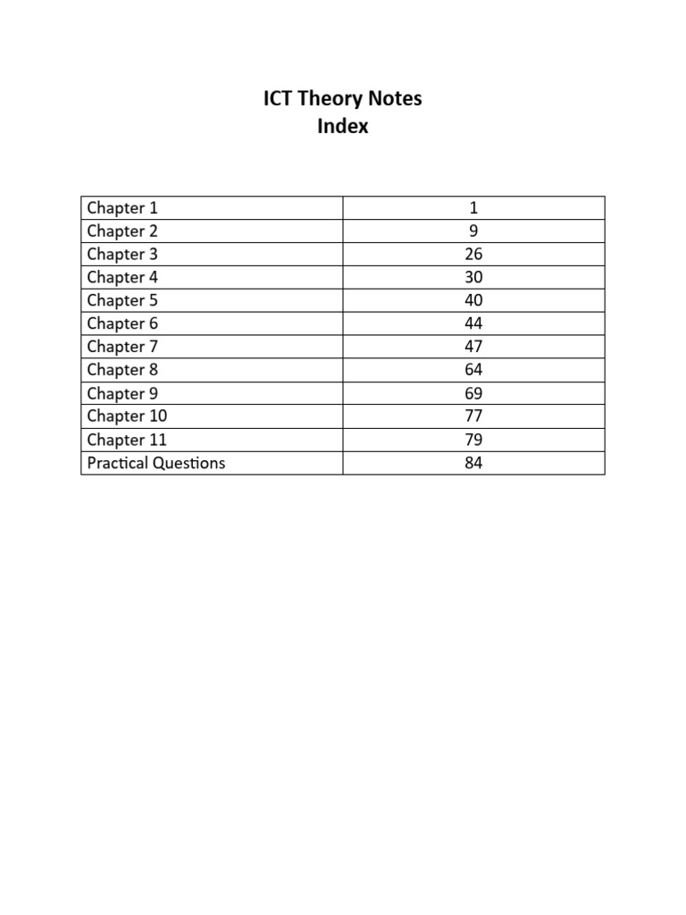 ICT Theory Study Notes Overview | PDF