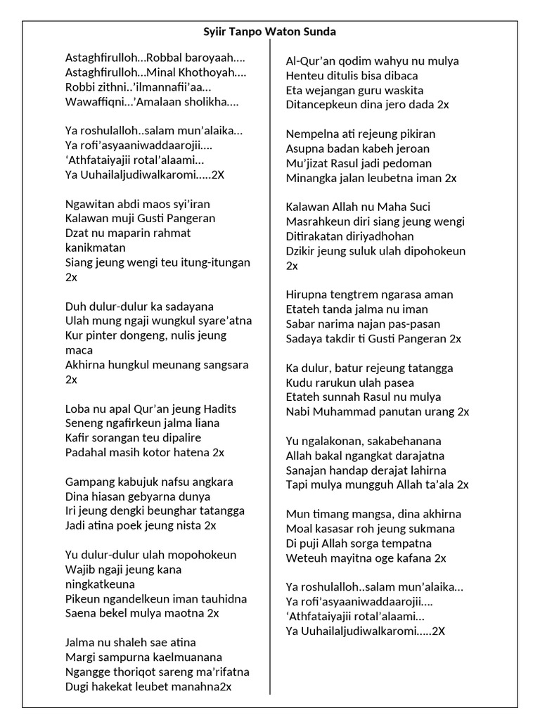 Syiir Tanpo Waton Sunda | PDF