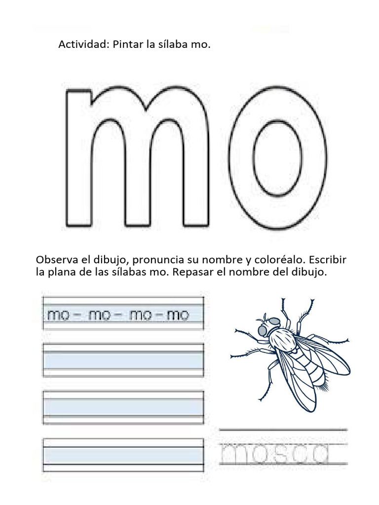 Pintar y practicar la sílaba mo | PDF
