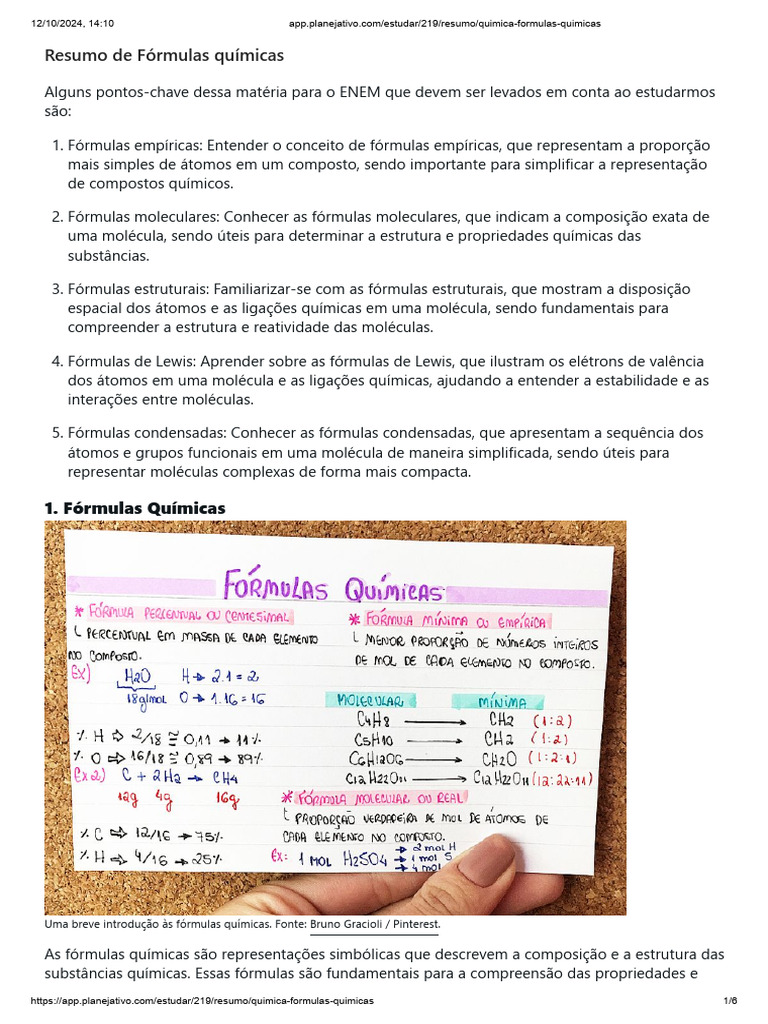 Tipos de Fórmulas Químicas Explicadas | PDF | Química | Moléculas