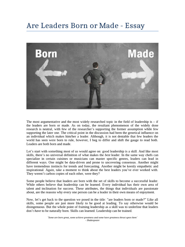Leaders: Born or Made? Insights Explored | PDF | Leadership | Psychology