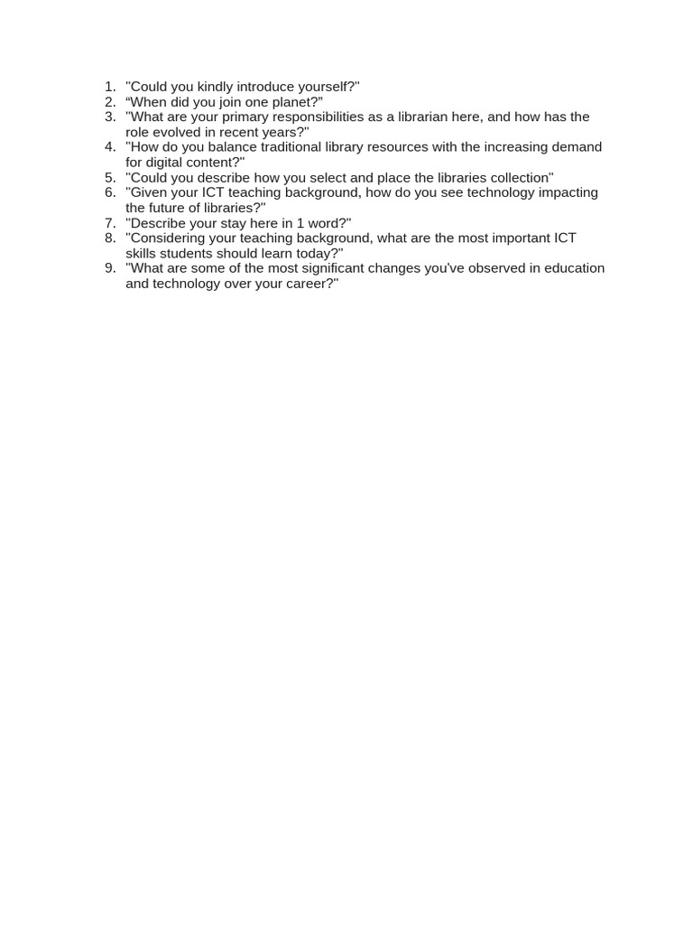 Ict Interview Script Set 1 | PDF