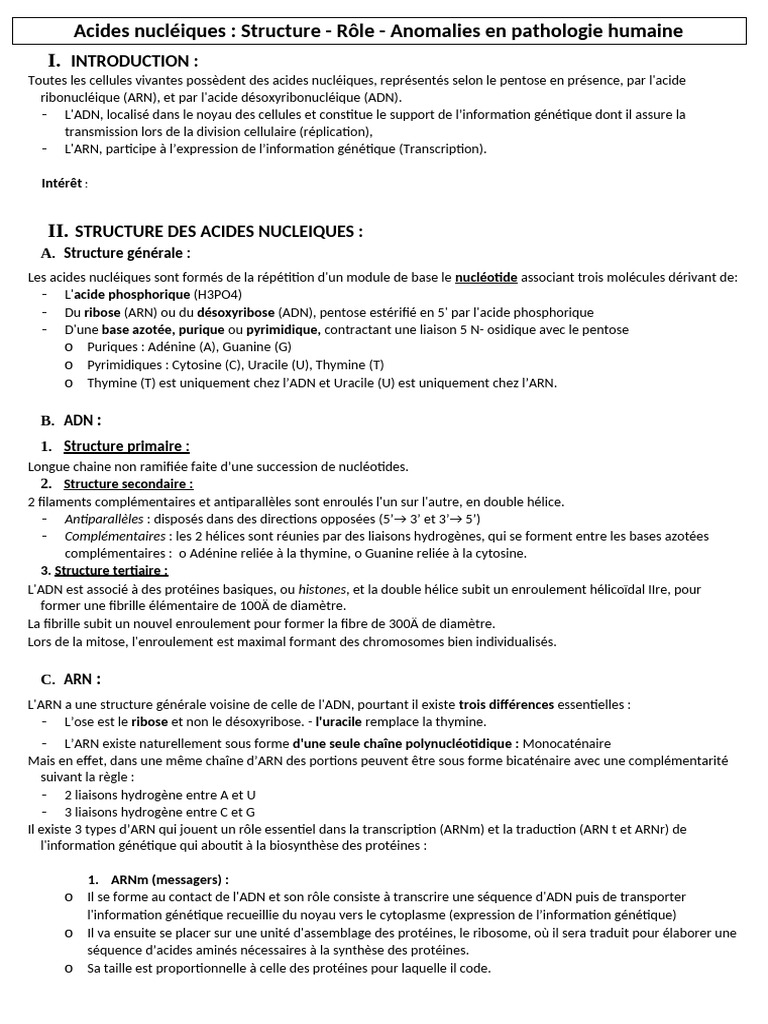 Acides Nucléiques | PDF | Répertoire national des associations | ADN