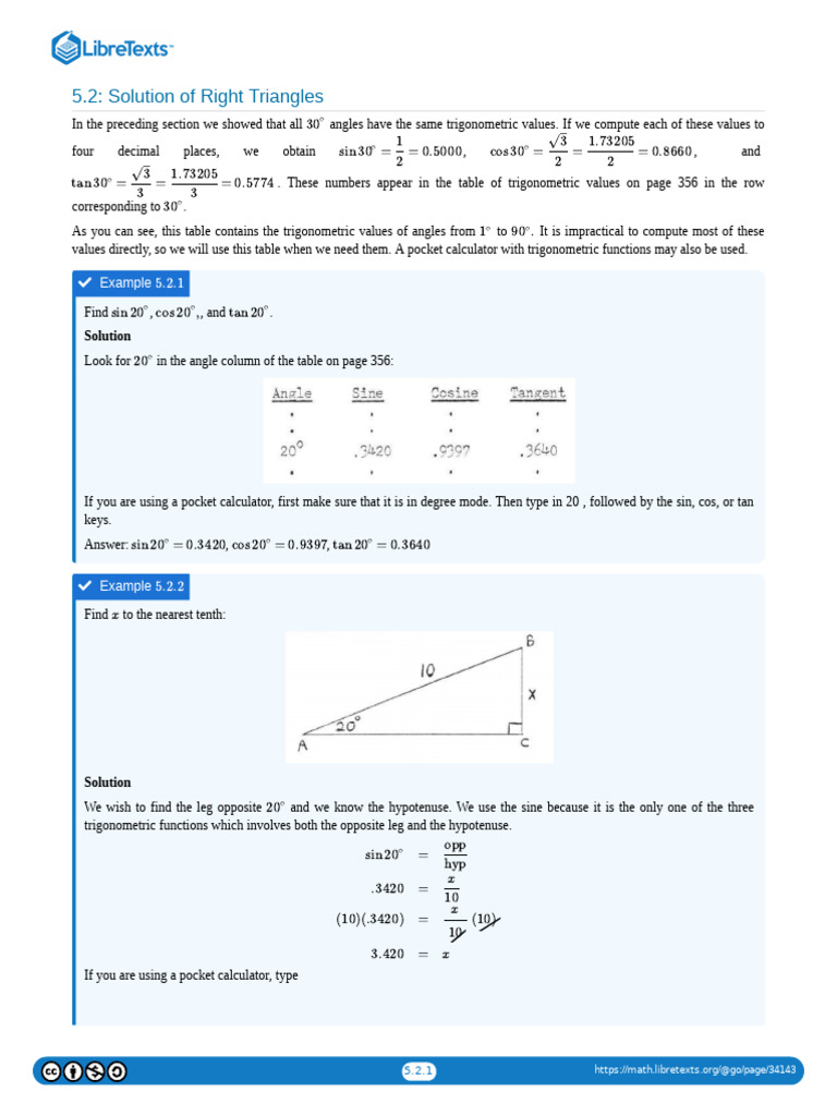 5.02 Solution of Right Triangles | PDF | Trigonometric Functions ...