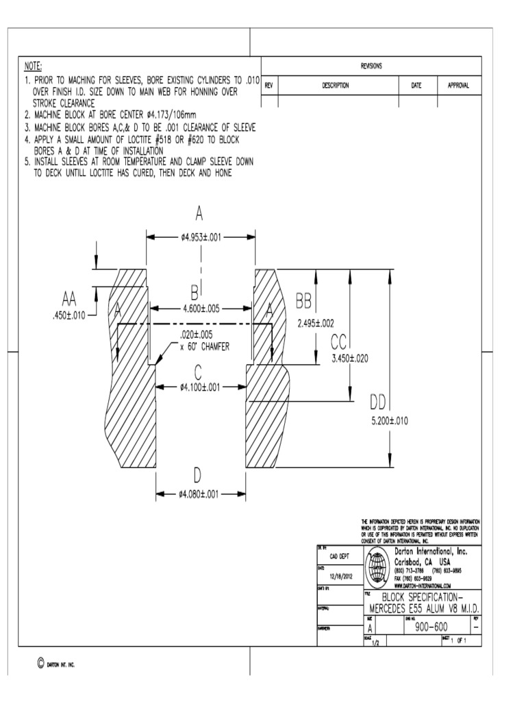 900-600-BLOCK-SPEC Mercedes e55 Amg v8 | PDF