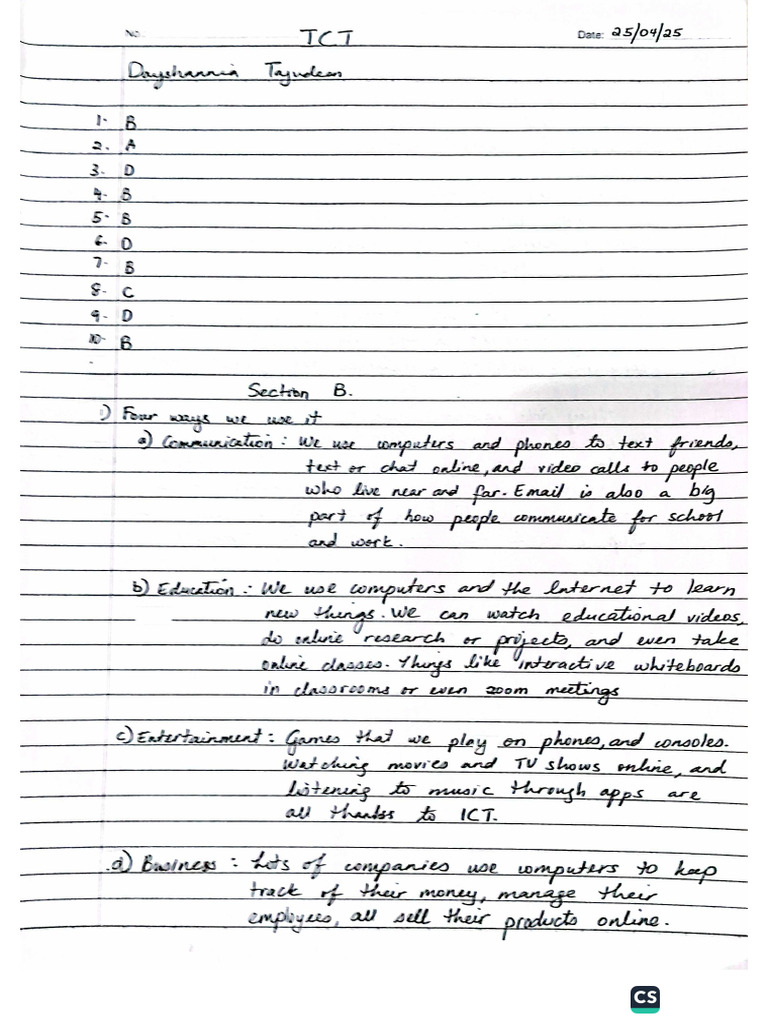 Ict Final Paper Section A and B | PDF