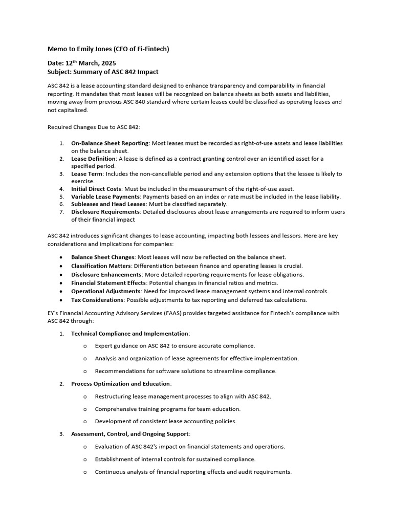 ASC 842 Implementation Overview | PDF | Lease | Balance Sheet