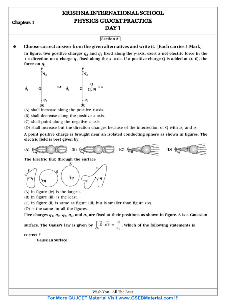 GUJCET Physics Paper Ch-1 (EM) (GSEBMaterial - Com) | PDF | Sphere ...