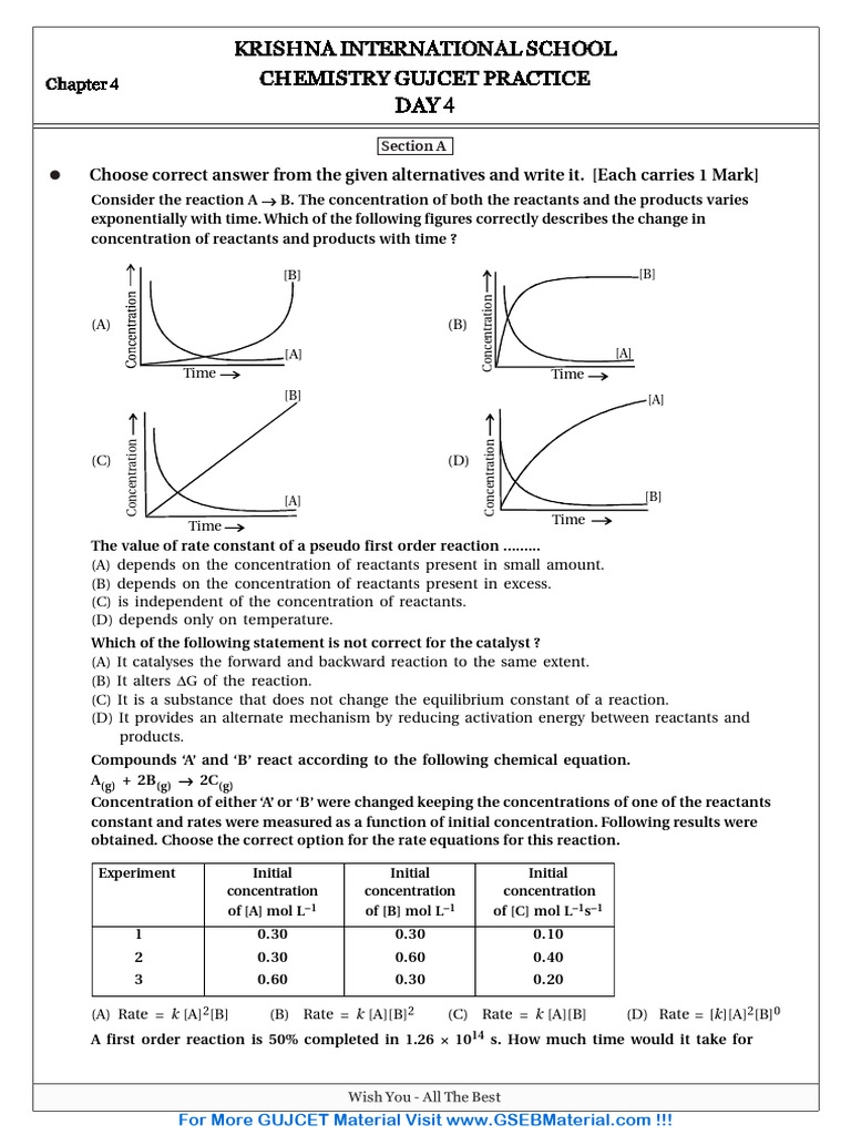 GUJCET Chemistry Paper Ch-4 (EM) (GSEBMaterial - Com) | PDF | Reaction ...