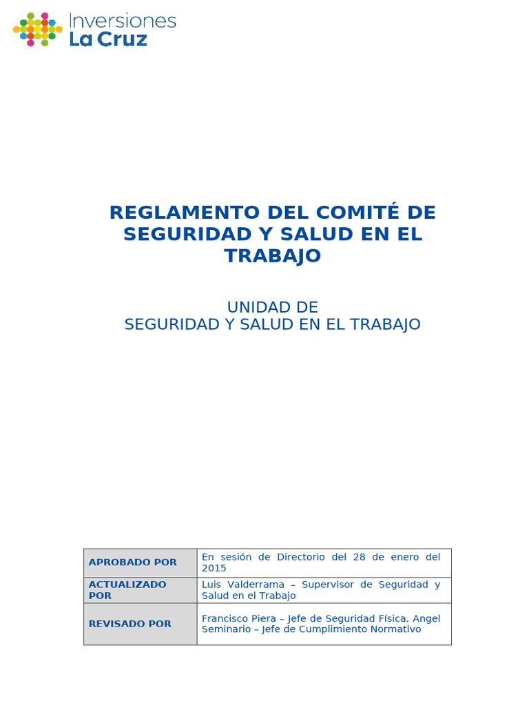 Reg-012 Reglamento Comite de SST v2 | PDF | Seguridad y salud ocupacional