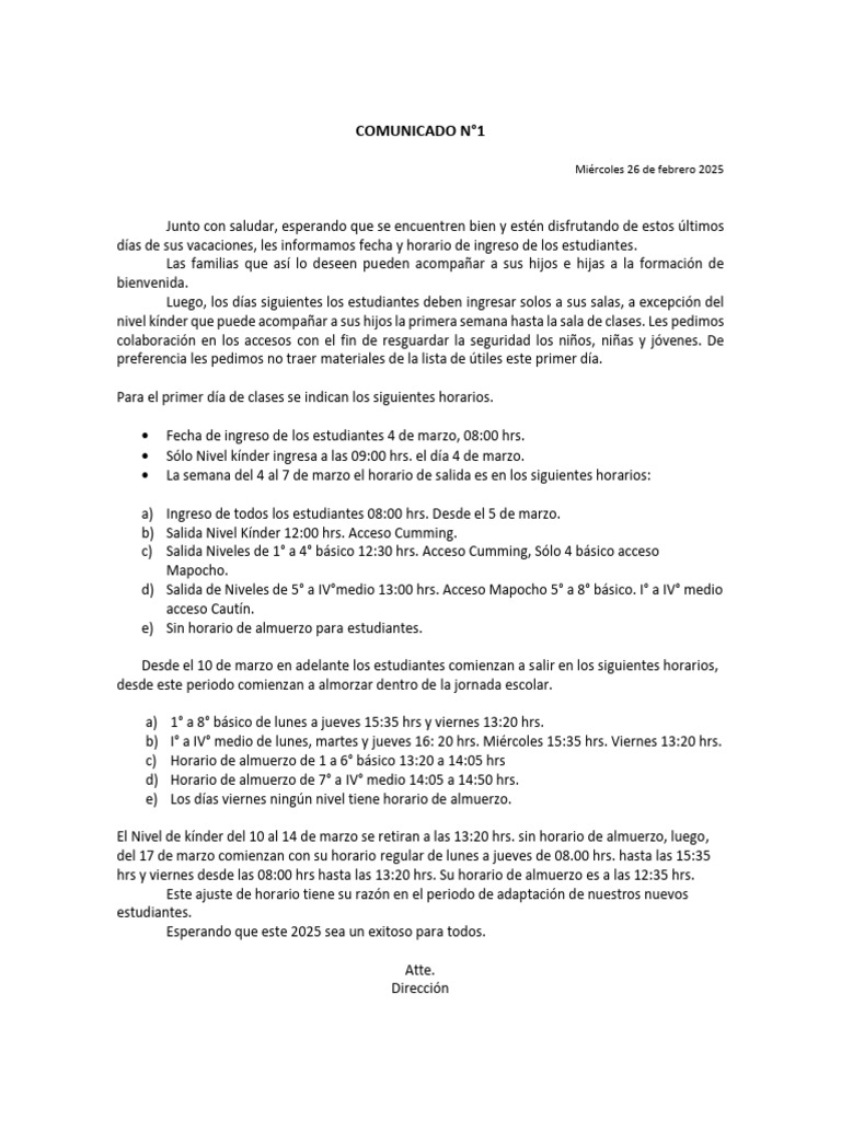 COMUNICADO-N°-1-CNSA-1 | PDF