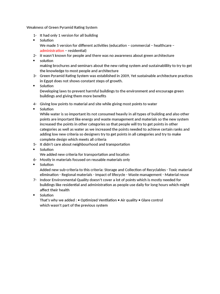 Weakness of Green Pyramid Rating System | PDF