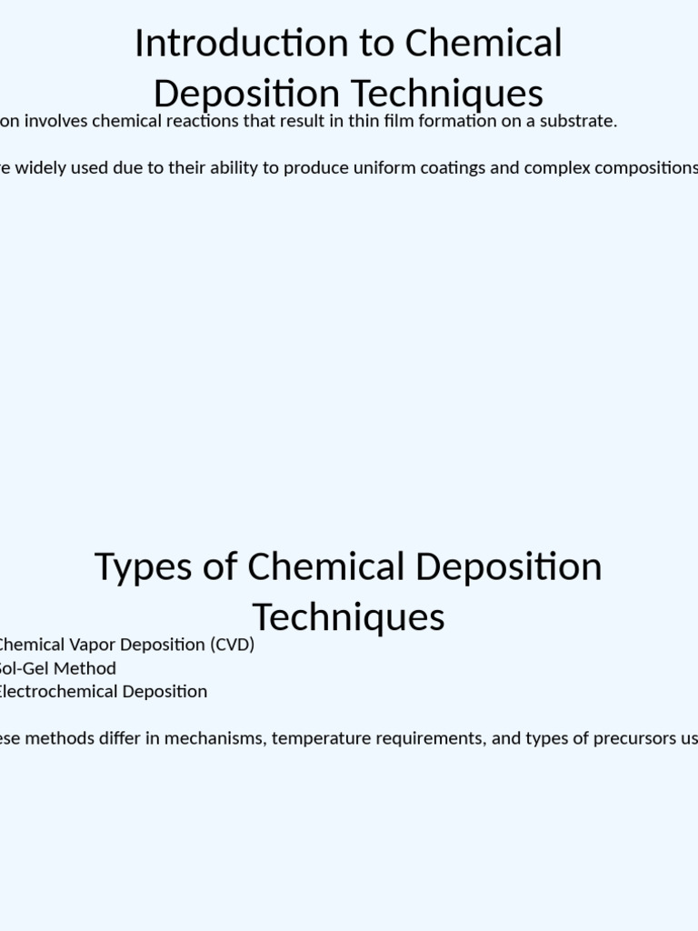 Chemical Deposition Overview Presentation | PDF