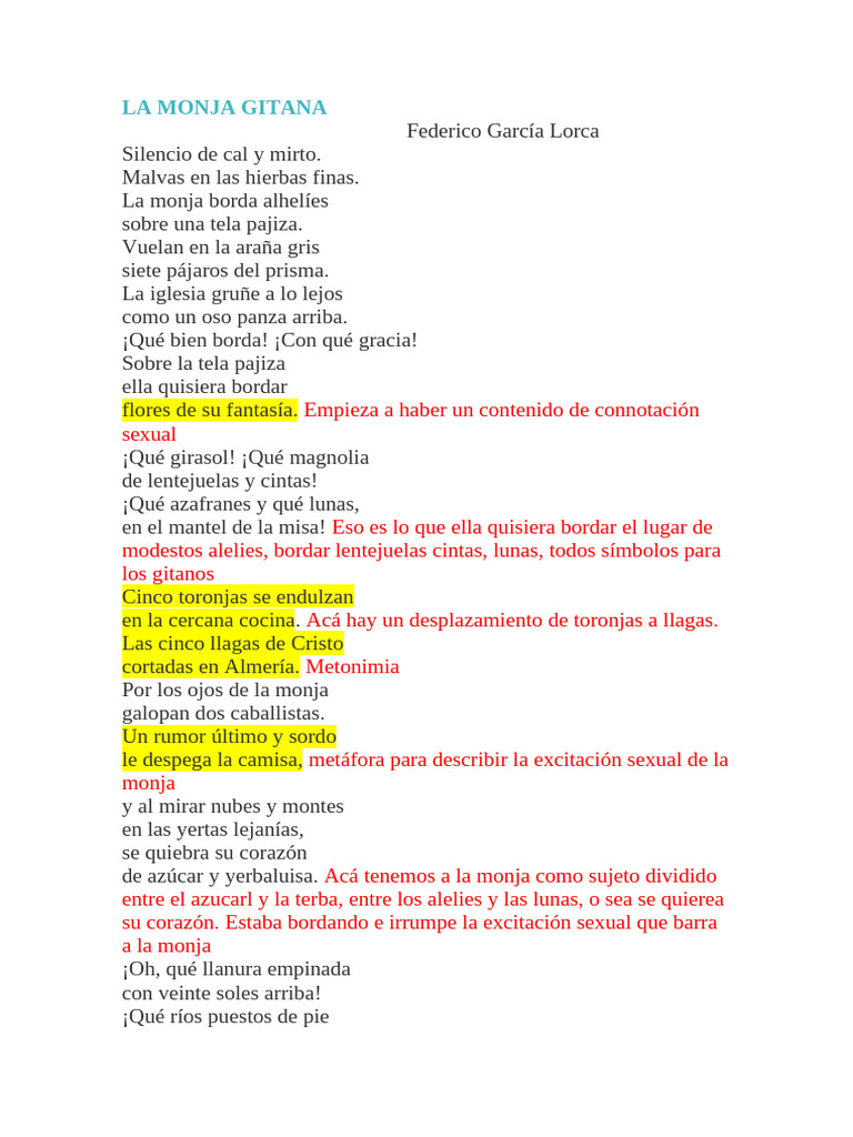 LA MONJA GITANA Con Anotaciones | PDF