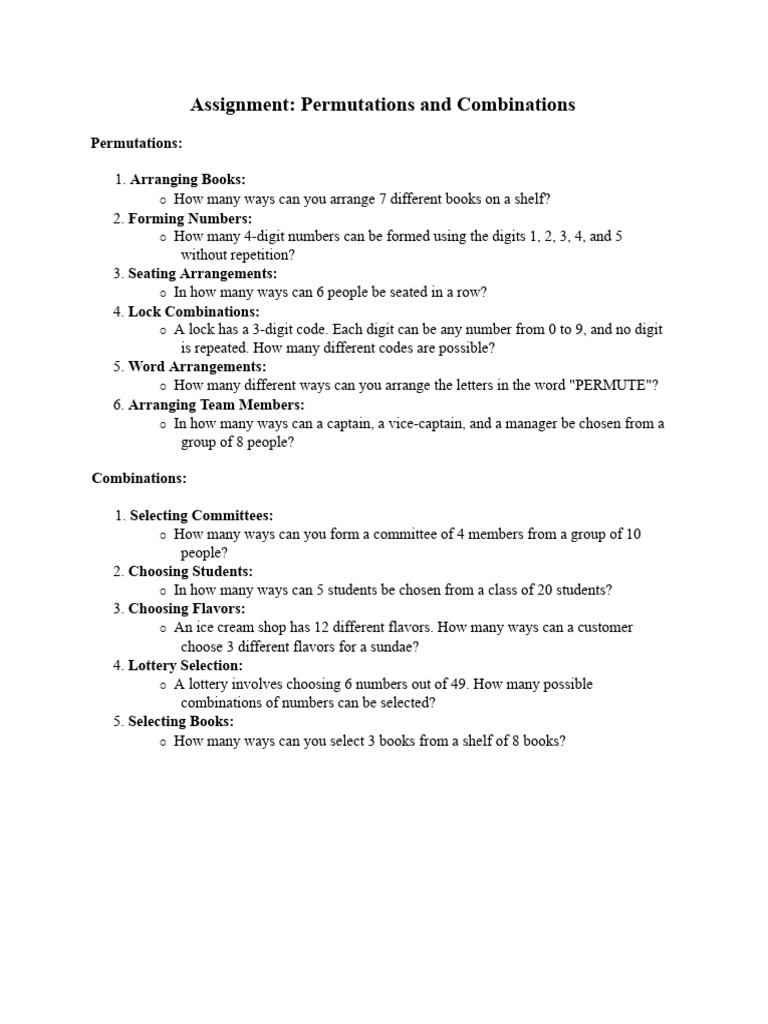 Assignment On Permutation Combination On DM | PDF