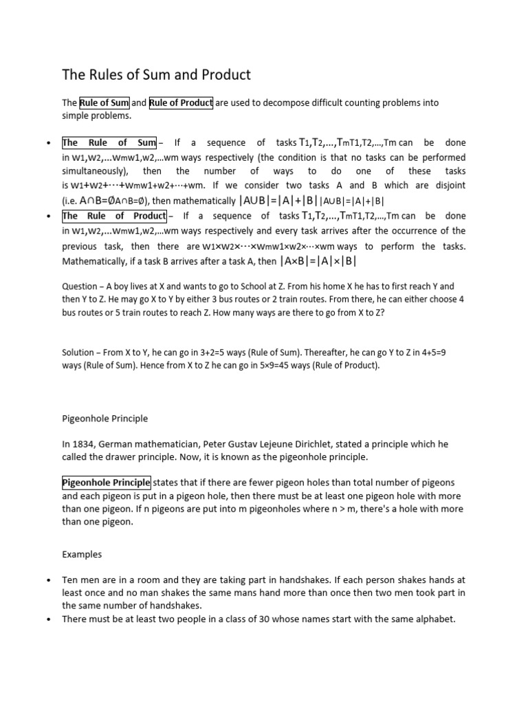 Rules of Sum and Product Explained | PDF