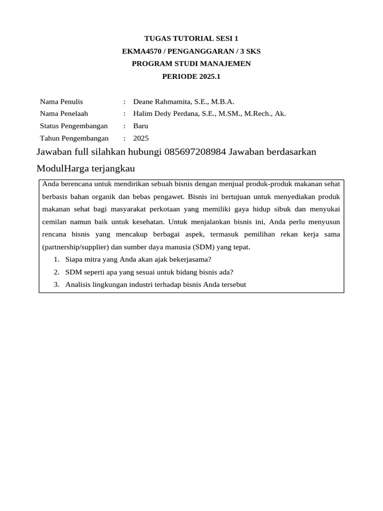 Tugas 1 Tuton Penganggaran | PDF