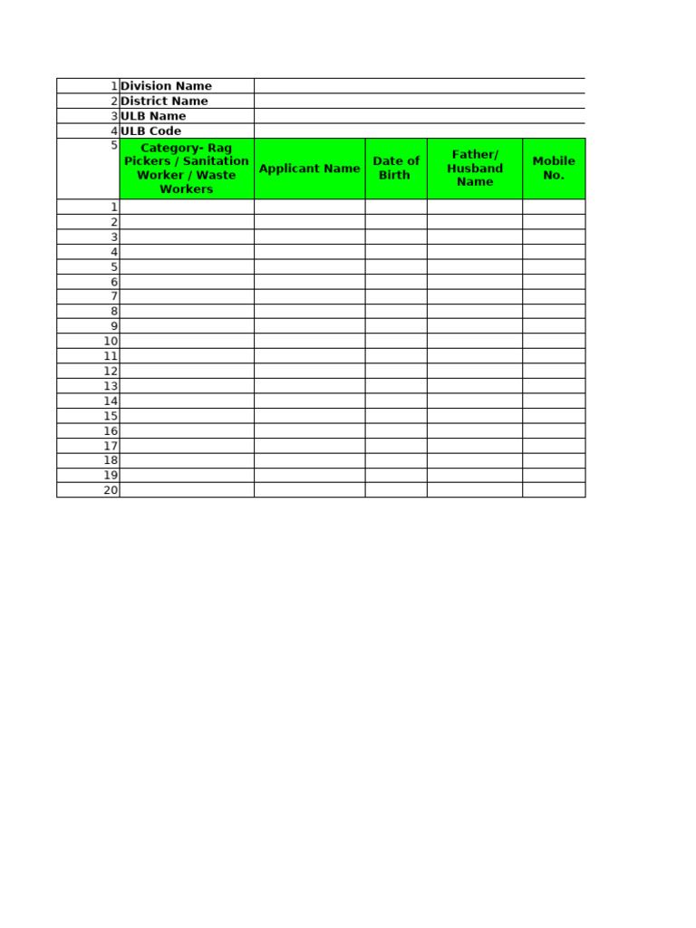 Waste Worker Application Form Details | PDF