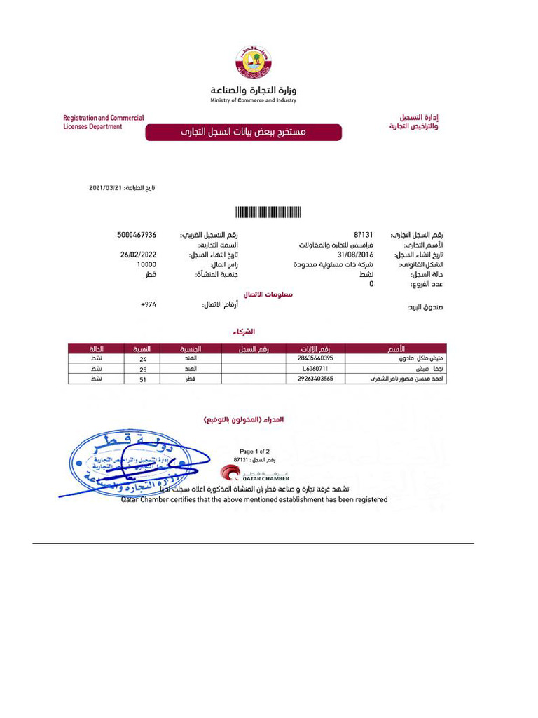 Commercial Registration Licence | PDF