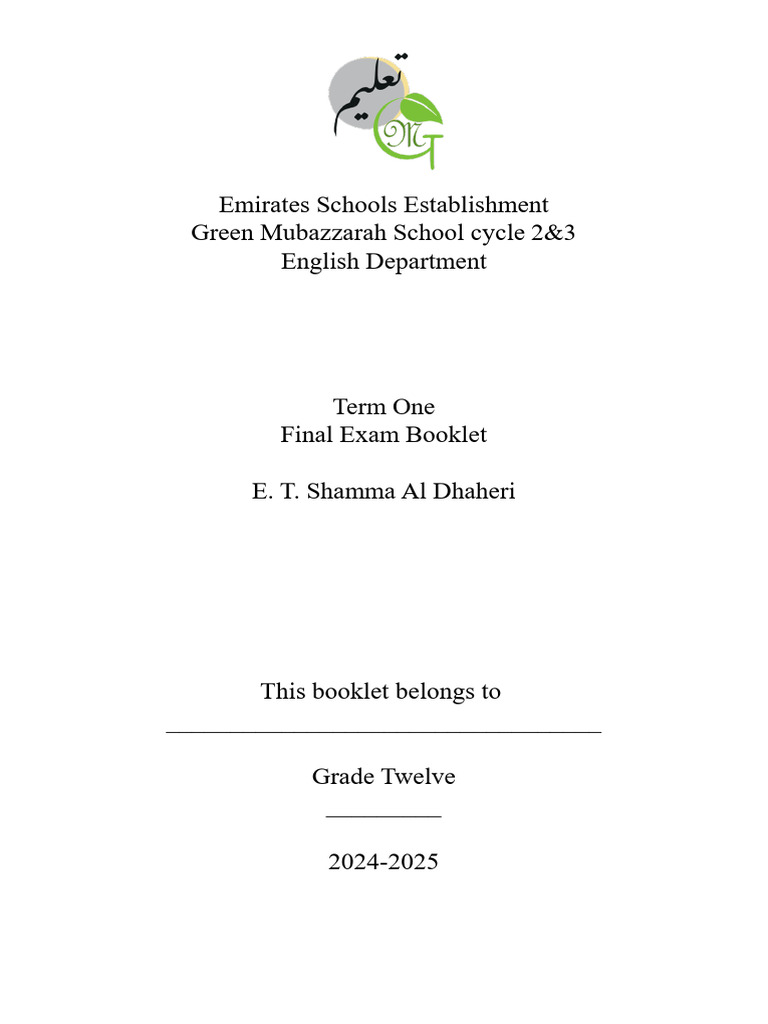 Grade 12 English Exam Booklet 2024-2025 | PDF | Deductive Reasoning ...
