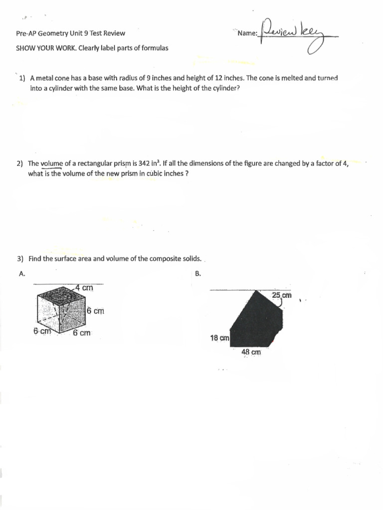 Unit 6-3D Honors Review Key | PDF