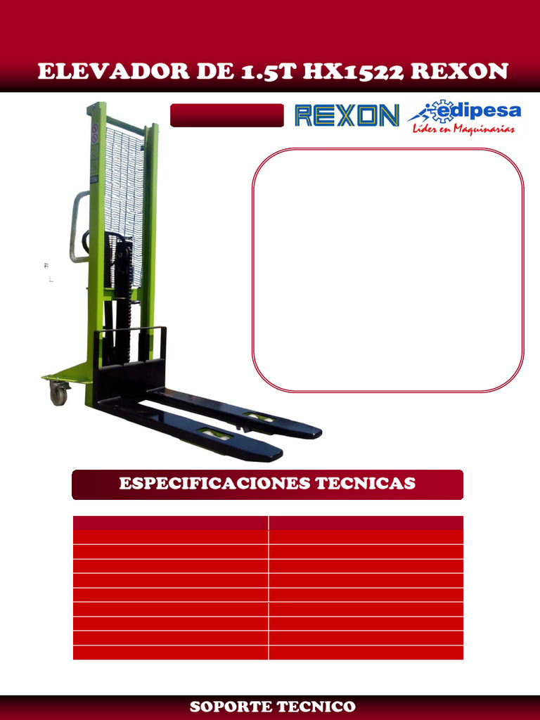 Elevador Manual de 1.5T HX1522 Rexon (BTS1999007) | PDF