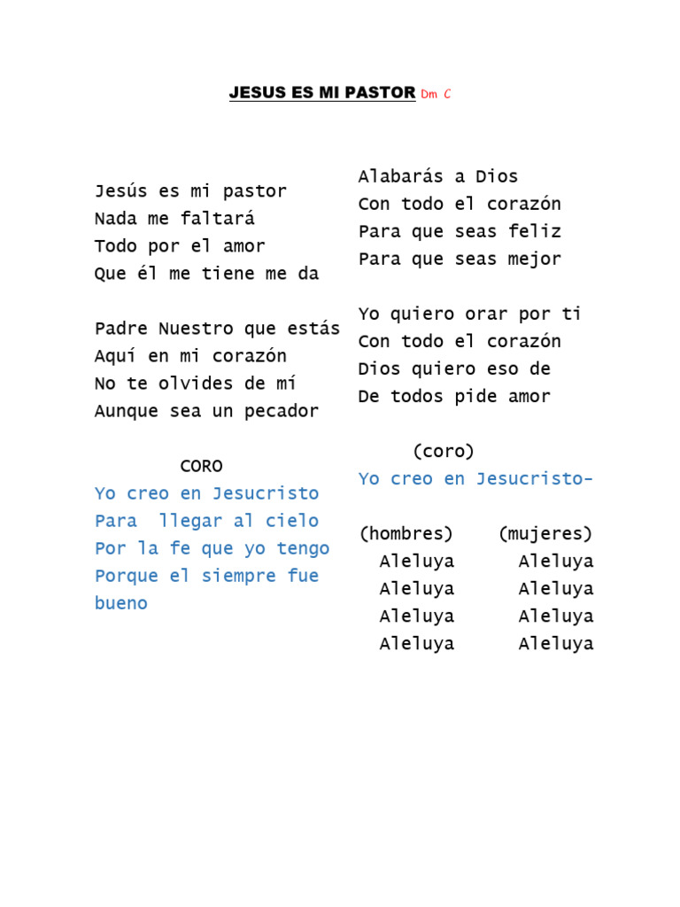 Letra de "Jesús es mi Pastor" PDF | PDF