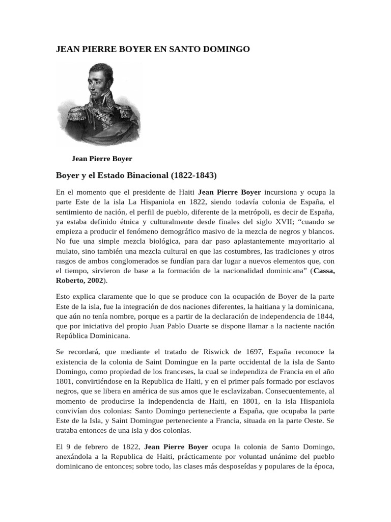Jean Pierre Boyer en Santo Domingo | PDF | República Dominicana | Haití