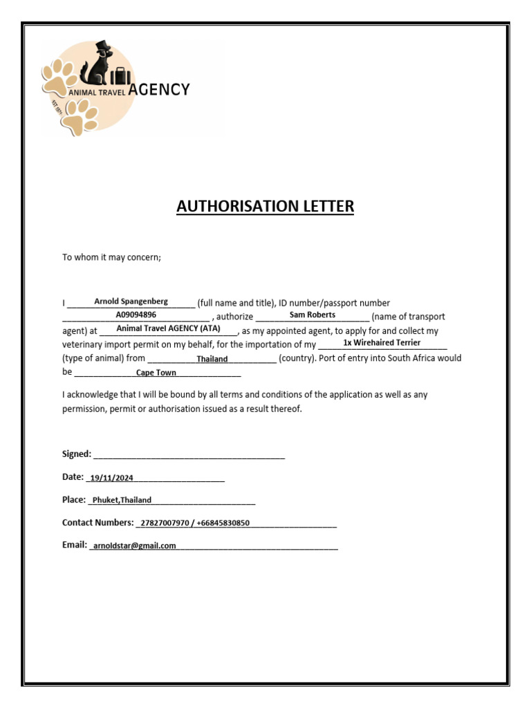 3rd Party Authorisation Letter | PDF