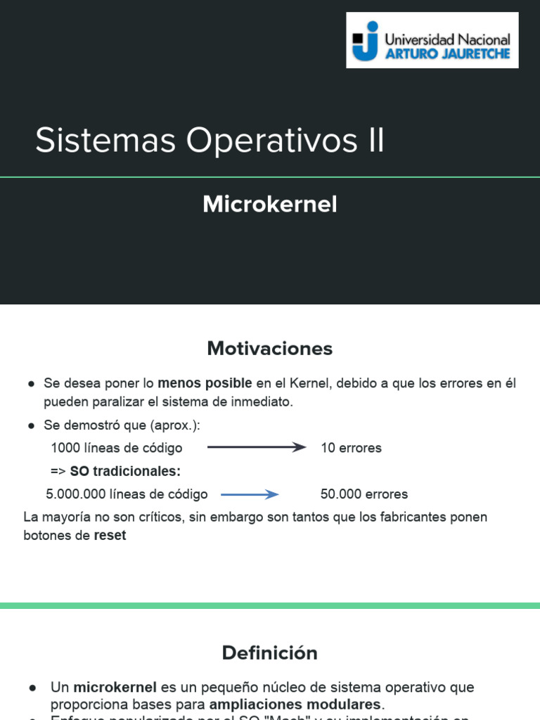 SO2 - Clase 2 Microkernel | PDF | Arranque | Kernel (sistema operativo)