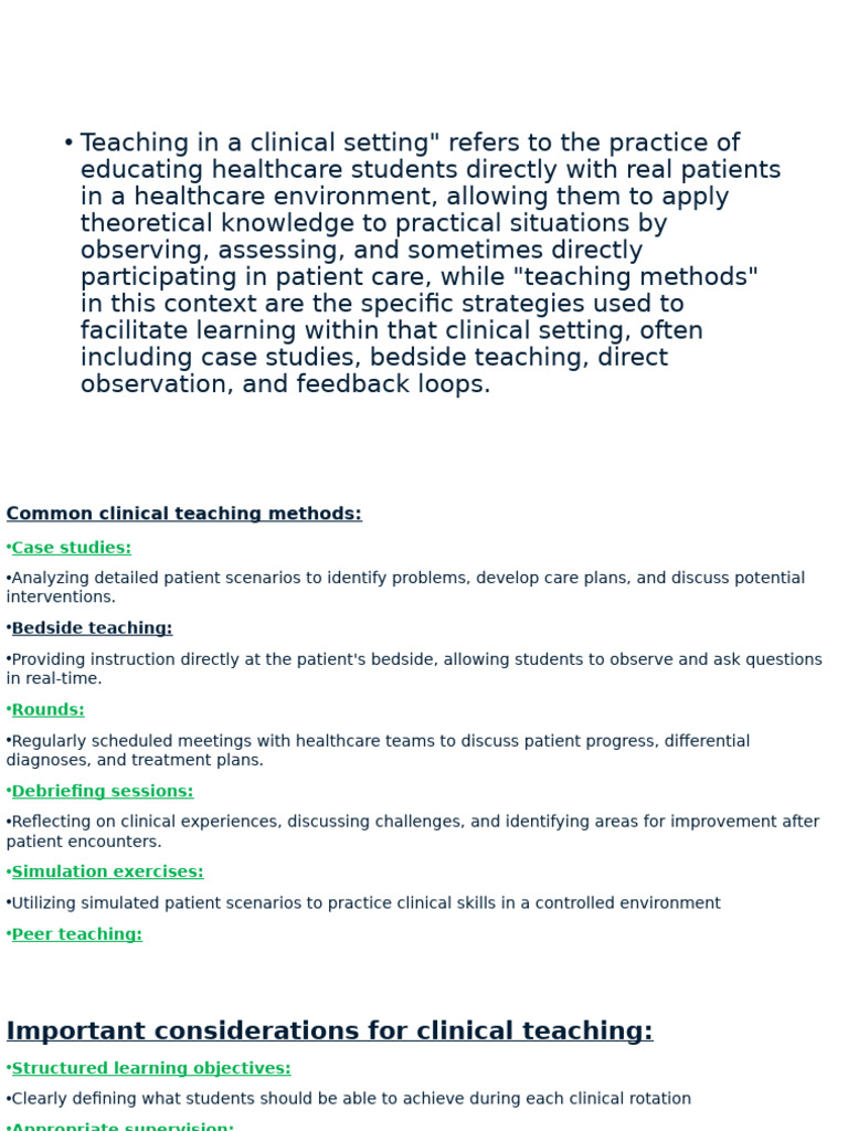 Teaching in The Clinical Setting | PDF