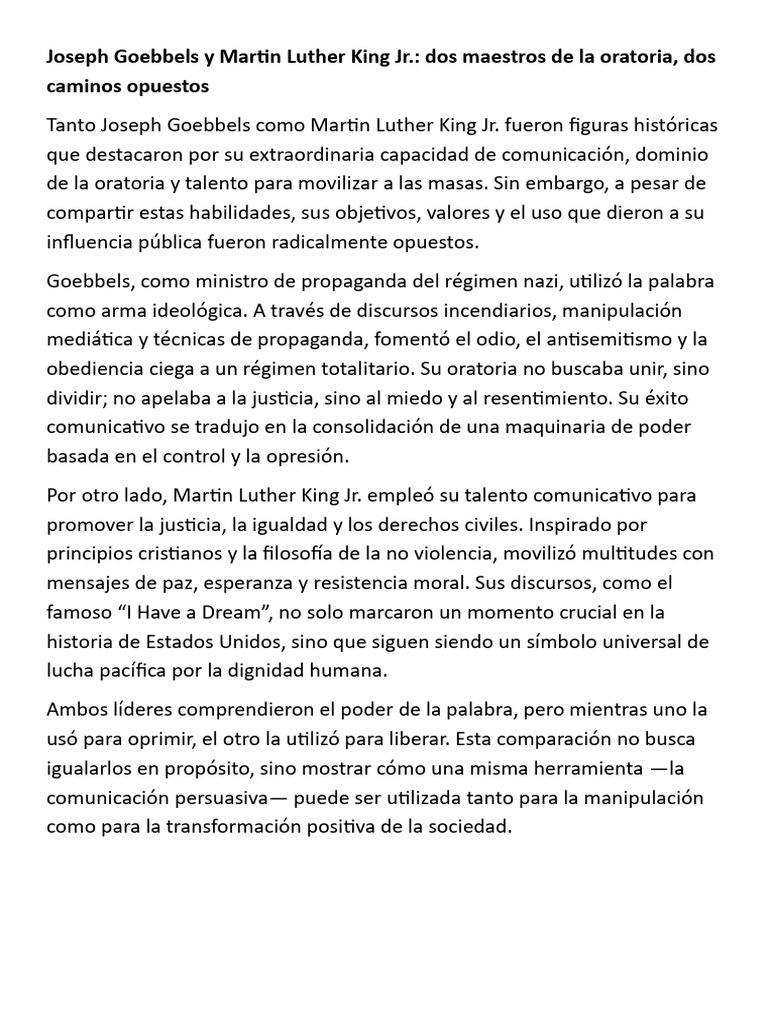 Joseph Goebbels y Martin Luther King JR | PDF